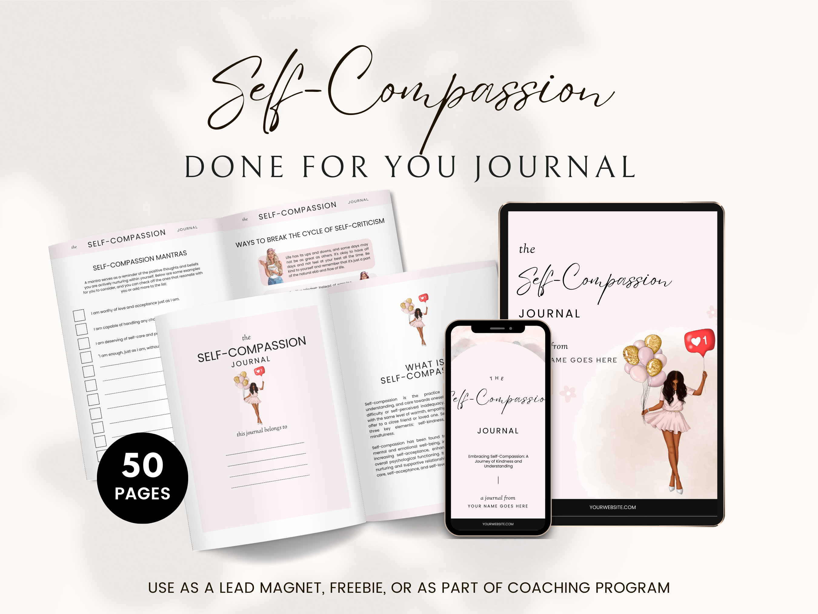 Self-compassion Journal, Self Care Toolkit, Therapy Workbook, Self ...
