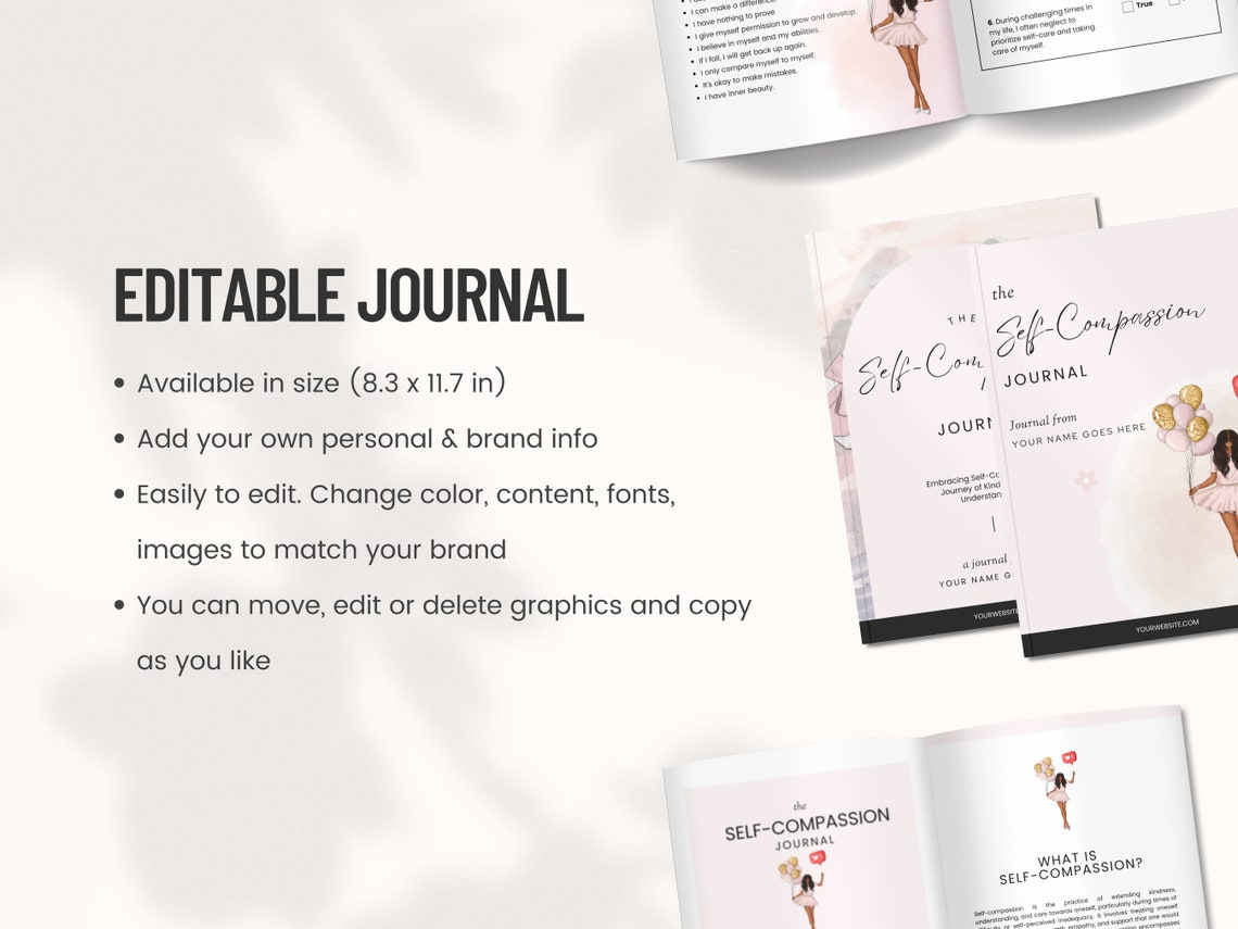 Self-compassion Journal, Self Care Toolkit, Therapy Workbook, Self ...