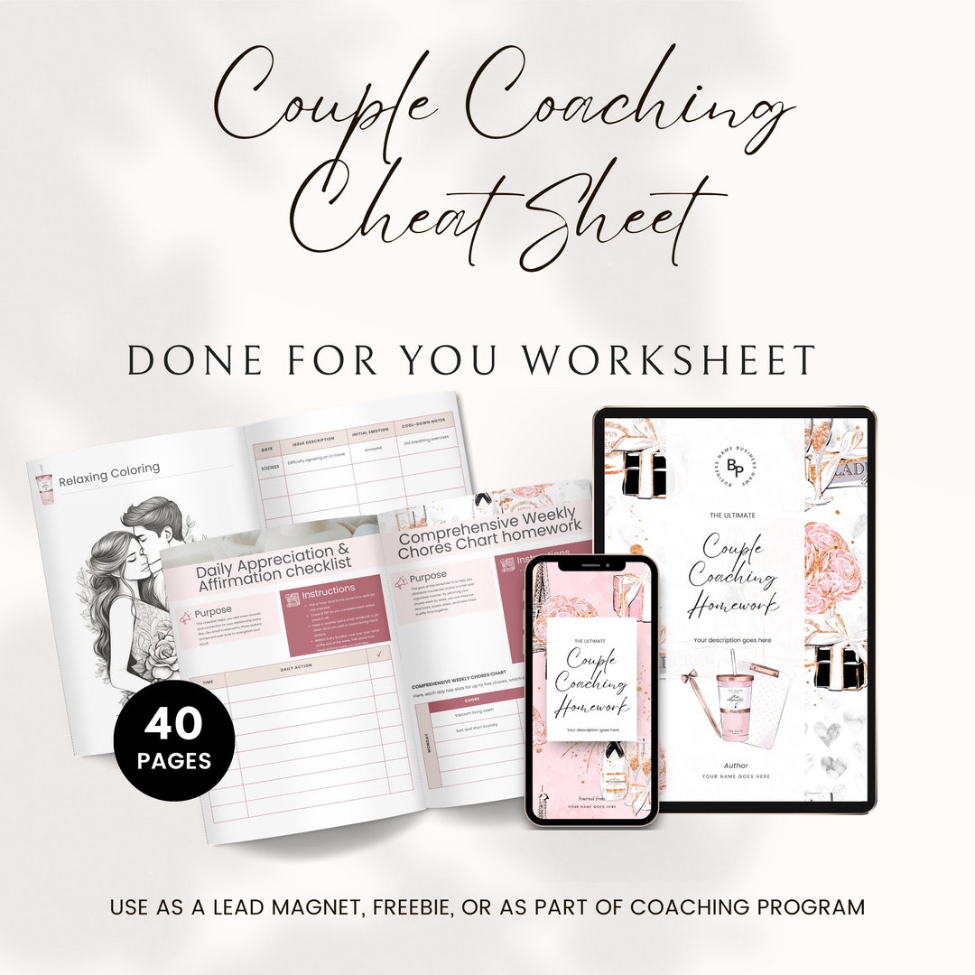 Couple Coaching Cheat Sheet, Relationship Worksheets, Relationship ...