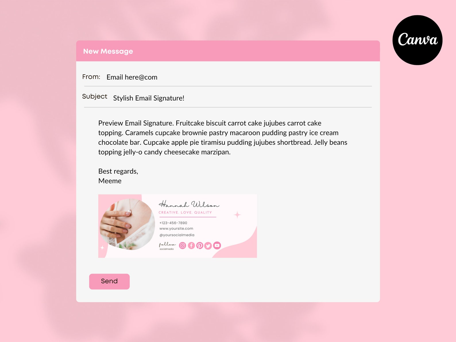 Email Signature Template Canva Template Pink Email - Etsy
