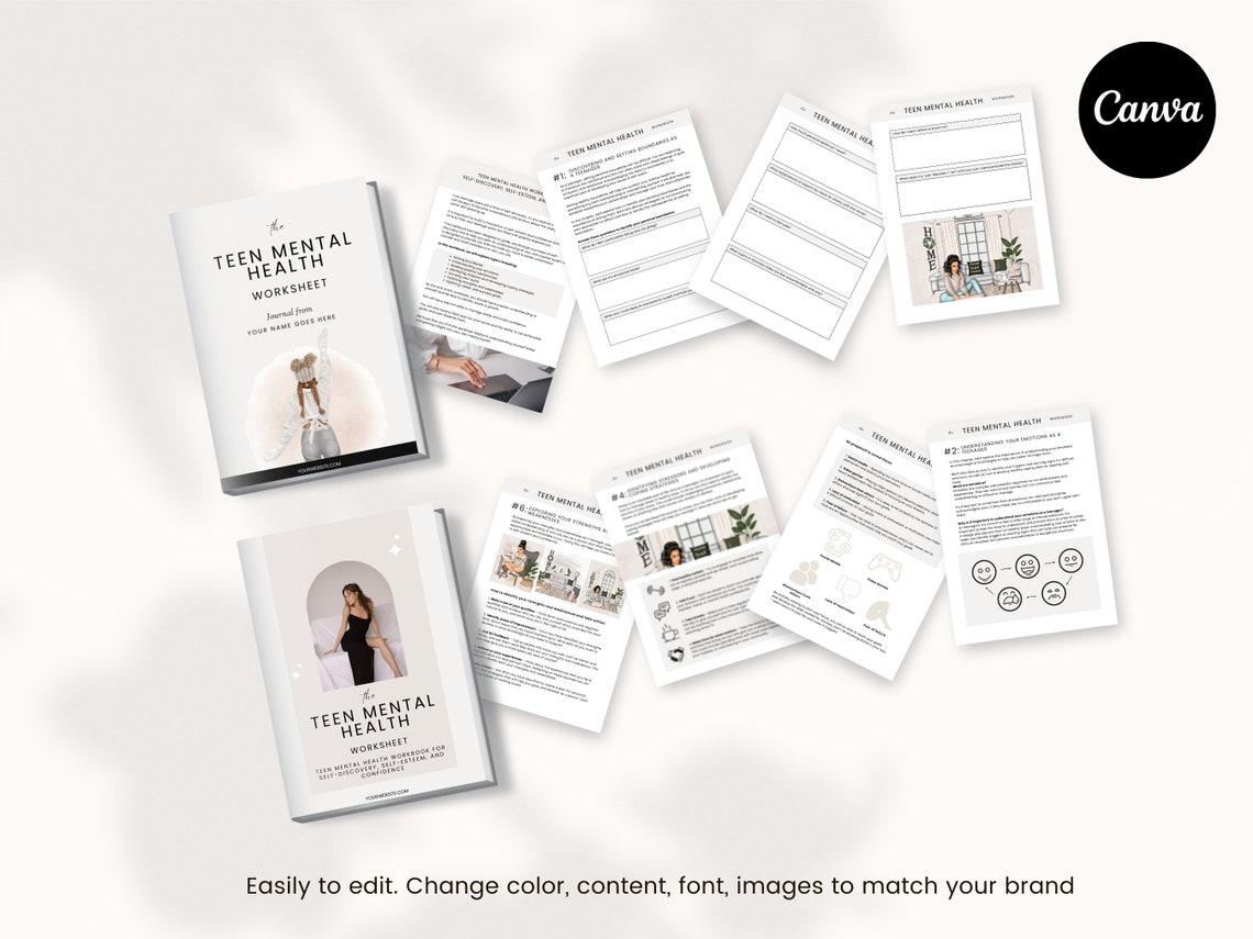Teen Mental Health Workbook, Anxiety Worksheet, Self Help Journal, Teen ...