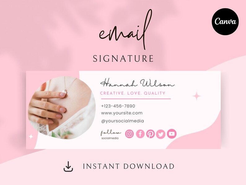 Email Signature Template Canva Template Pink Email - Etsy