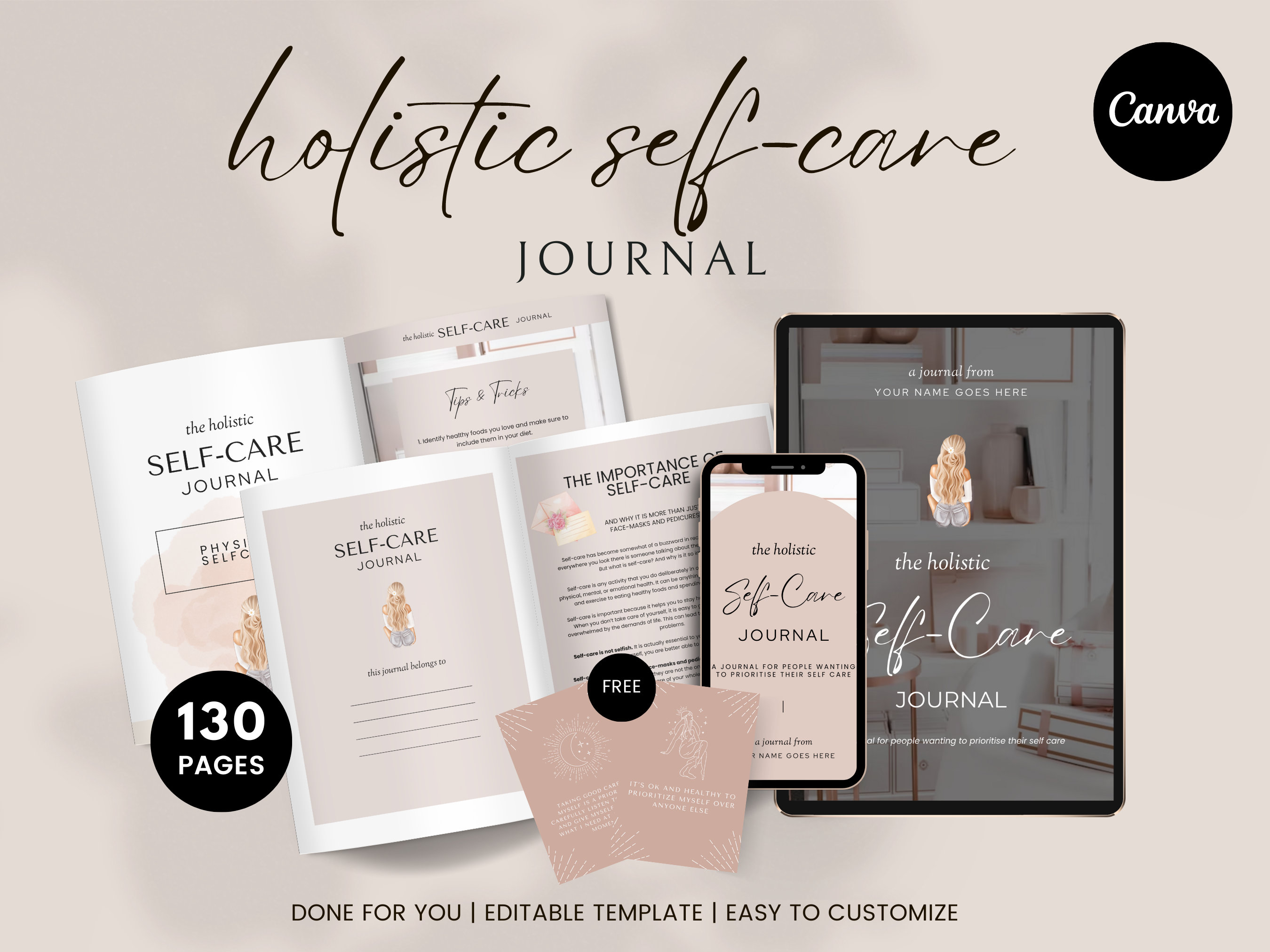 Holistic Self Care Journal, Done for You, Lead Magnet Workbook, Life ...