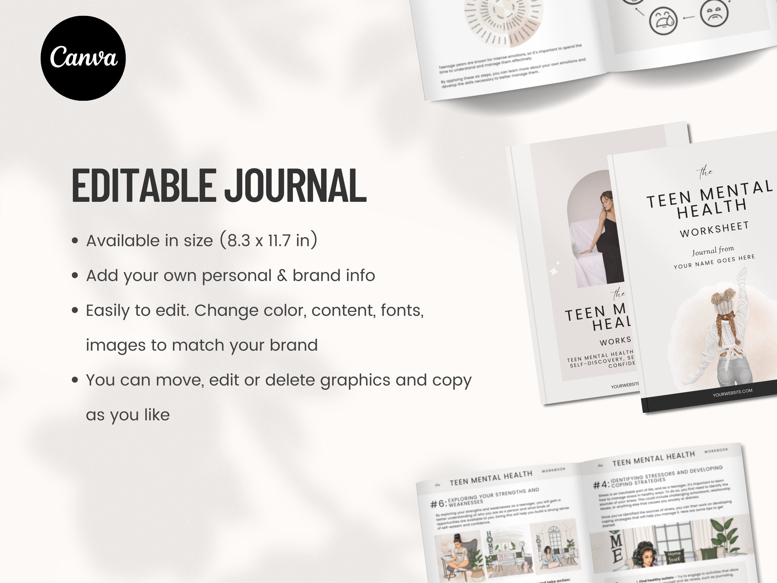 Teen Mental Health Workbook, Anxiety Worksheet, Self Help Journal, Teen ...