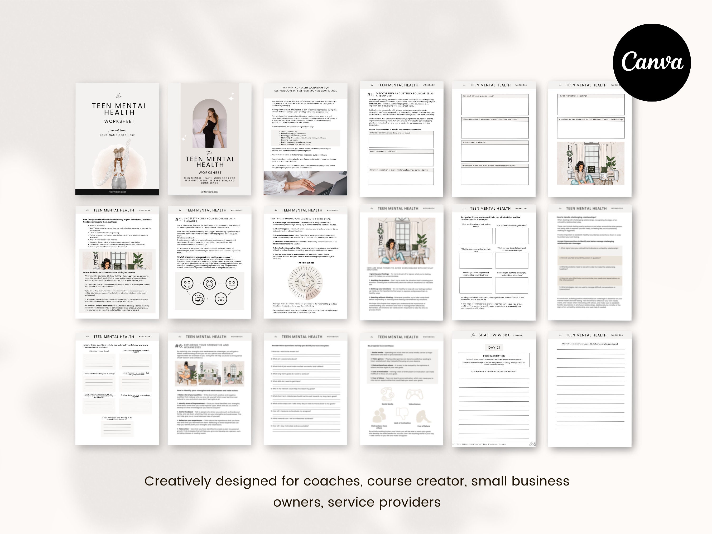 Teen Mental Health Workbook, Anxiety Worksheet, Self Help Journal, Teen ...