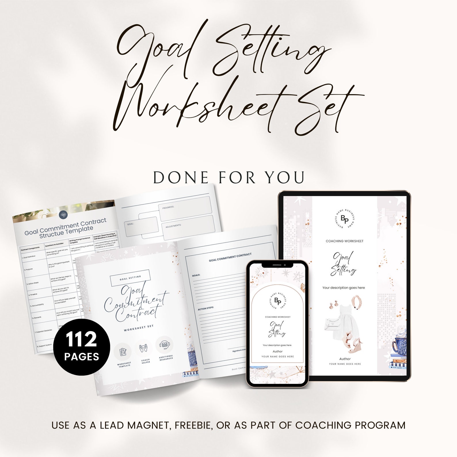 Goal Setting Worksheet Set, SMART Goals, Motivation Toolkit, Done for You, Coaching Program ...