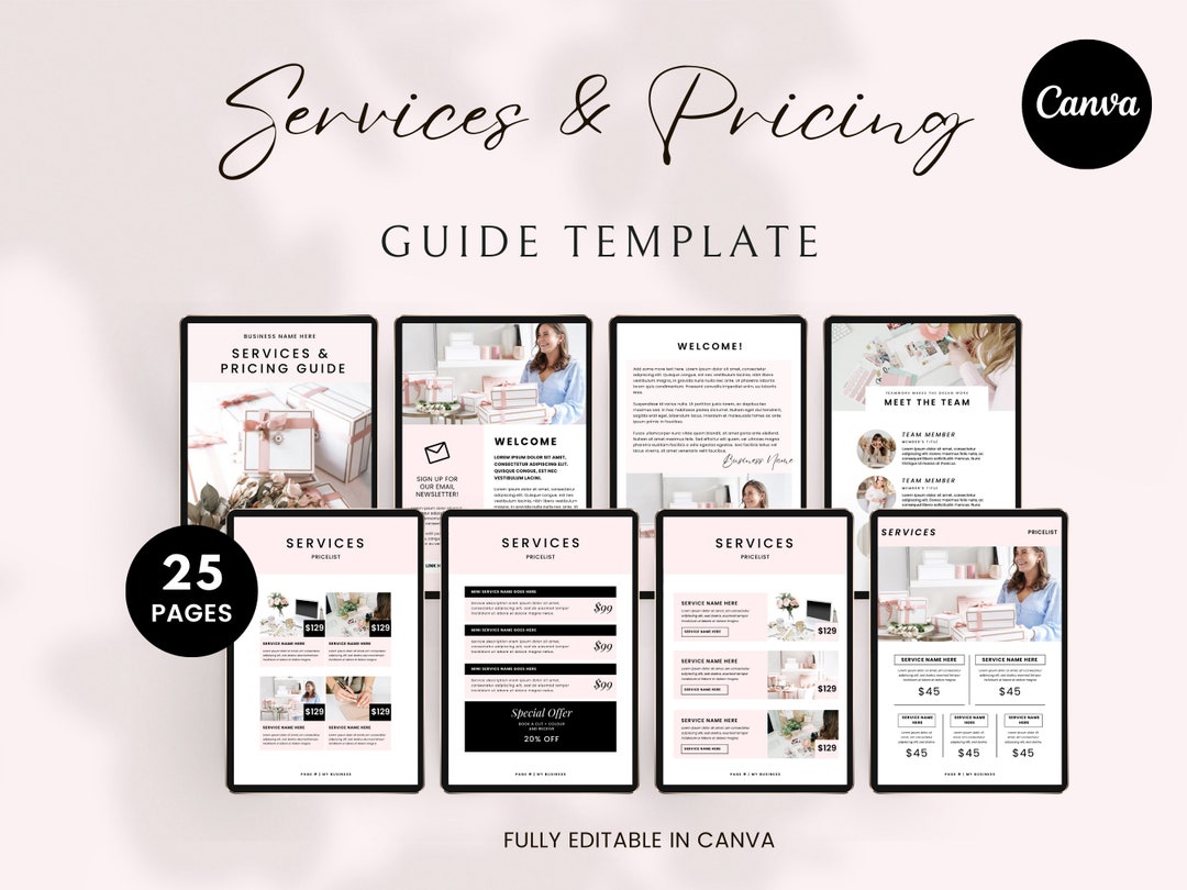 Service and Pricing Guide Template Pricelist Template Small - Etsy