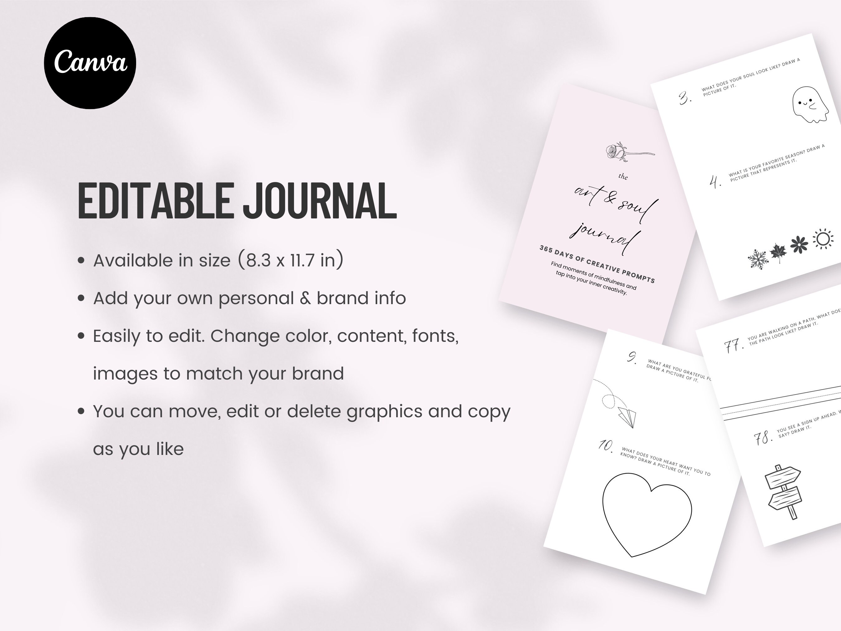 365 Drawing Journal Prompts, Doodle Journal, Visual Journal Prompts ...