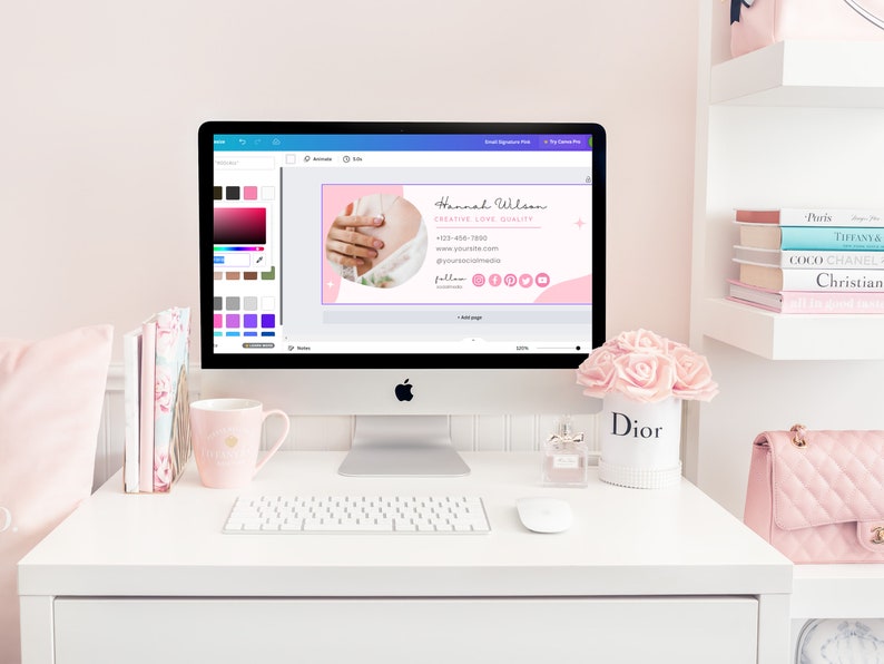 Email Signature Template Canva Template Pink Email - Etsy