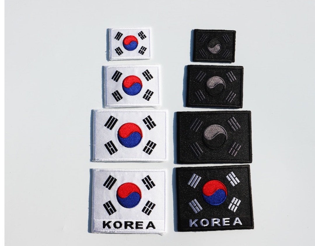 2pcs Korea Flag Patch – White and Black - Multiple Sizes / Korea Lovers/ Korea Patch / Korea ...