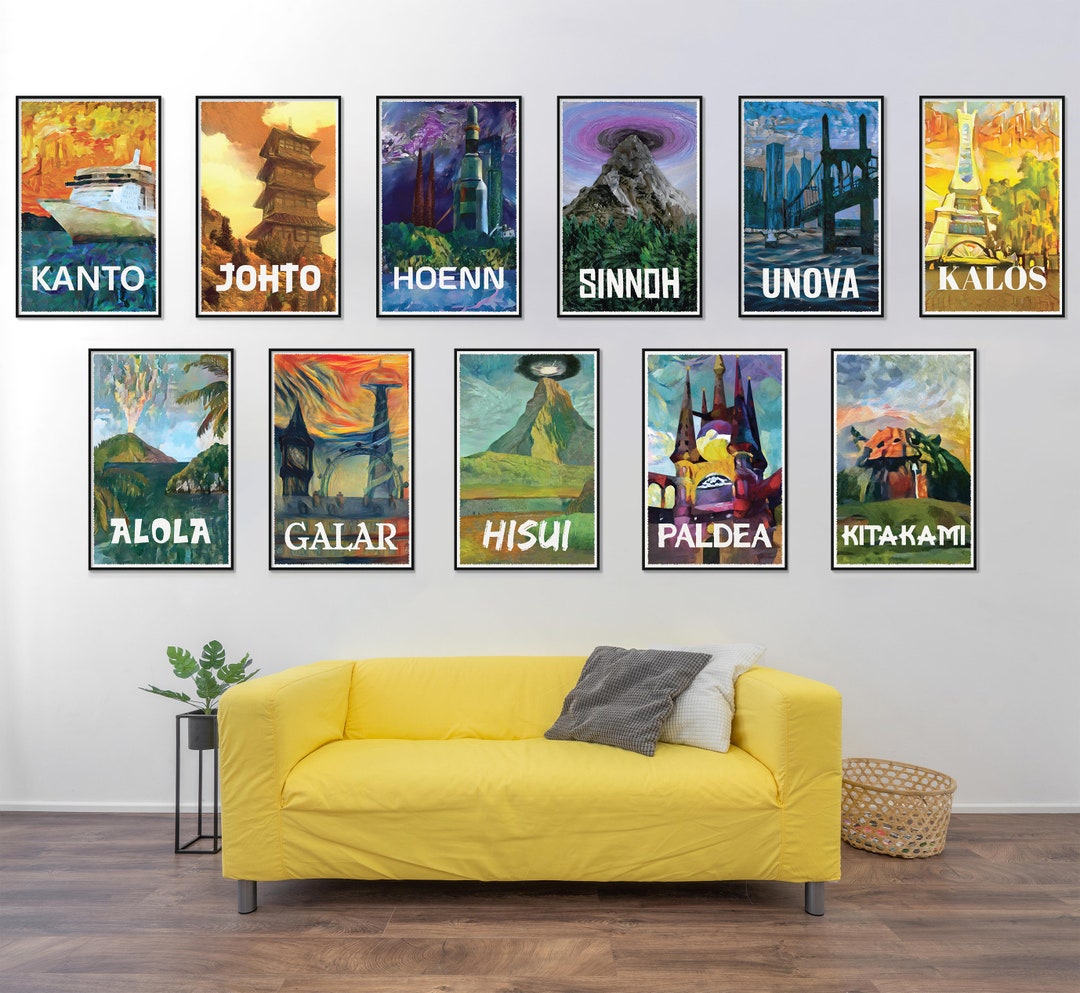 Pósteres de las regiones de Pokémon: representaciones artísticas de las ...