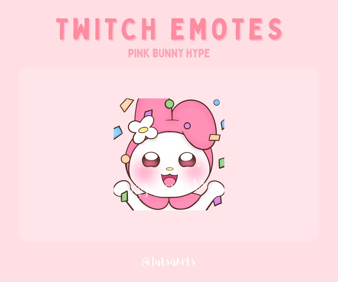 Cute Pink Plushie Bunny Hype Twitch & Discord Emote Cute Emote Kawaii ...