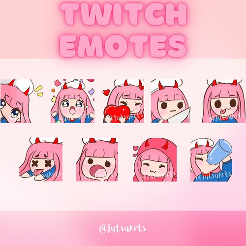 ZERO TWO Cute Twitch Emote Pack 8 Emotes | Etsy Finland