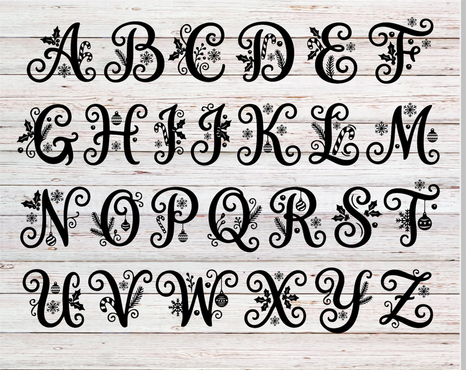 Christmas Curly Font | SVG | One of a Kind Font - Etsy