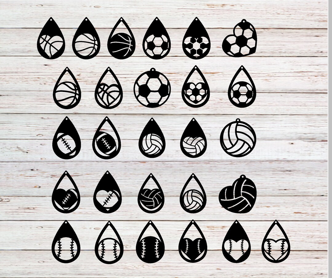 Sports Earrings | Svg, Png, Dxf, Eps | Bundle: Baseball, Football ...