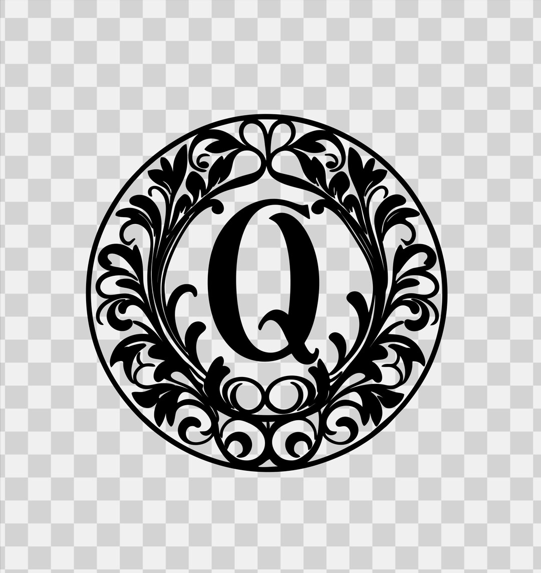 Monogram Svg Q Circle Svg | Svg Png Dxf,eps | | Wedding Monogram Q Svg ...