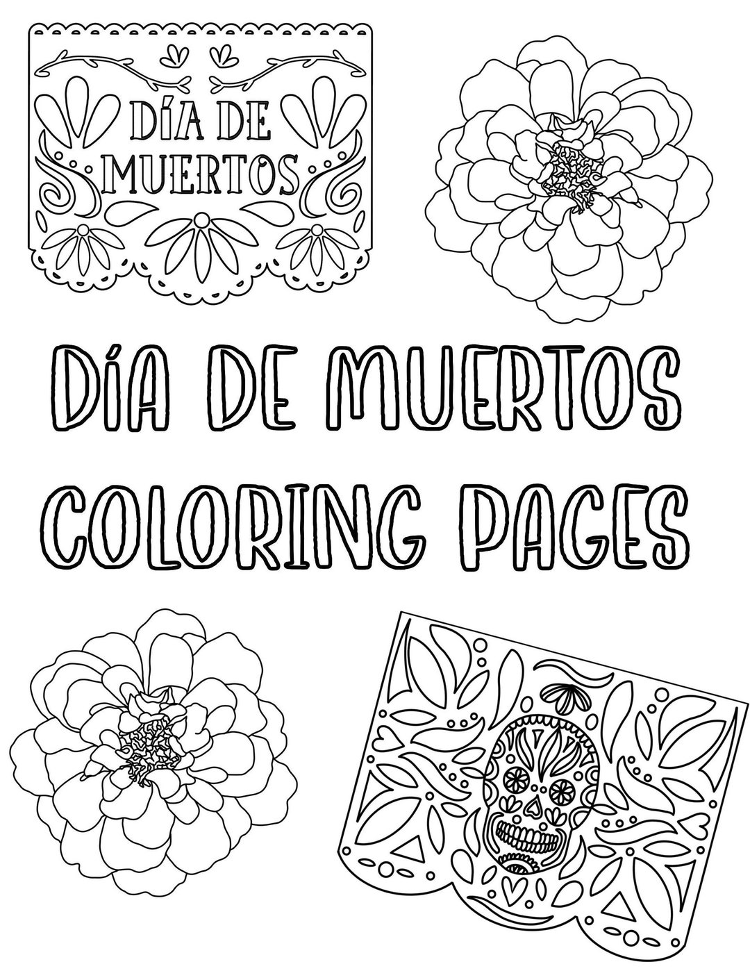 Digital Dia De Muertos Coloring Pages Digital Day of the Dead Coloring ...