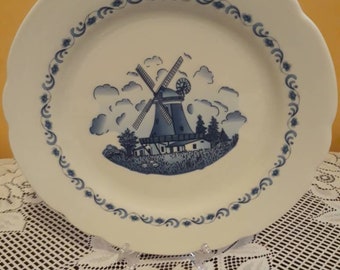 Blue Windmill Plate - Etsy