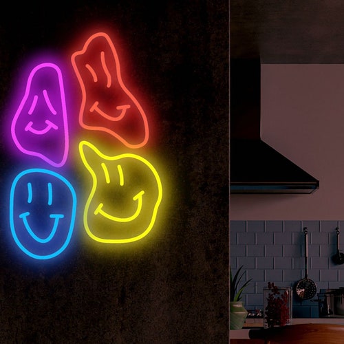 Distorted Smile Face Custom Multi Color Home Decor Wall - Etsy
