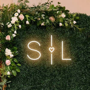 Minimalist Wedding Initials Neon Sign, Custom Wedding Initials Heart ...