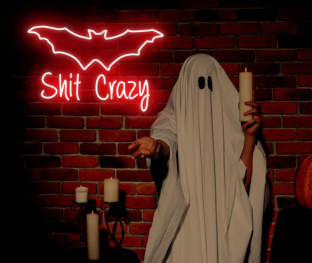 Bat Shit Crazy Neon Sign, Custom Halloween LED Sign, Halloween Wall Art ...