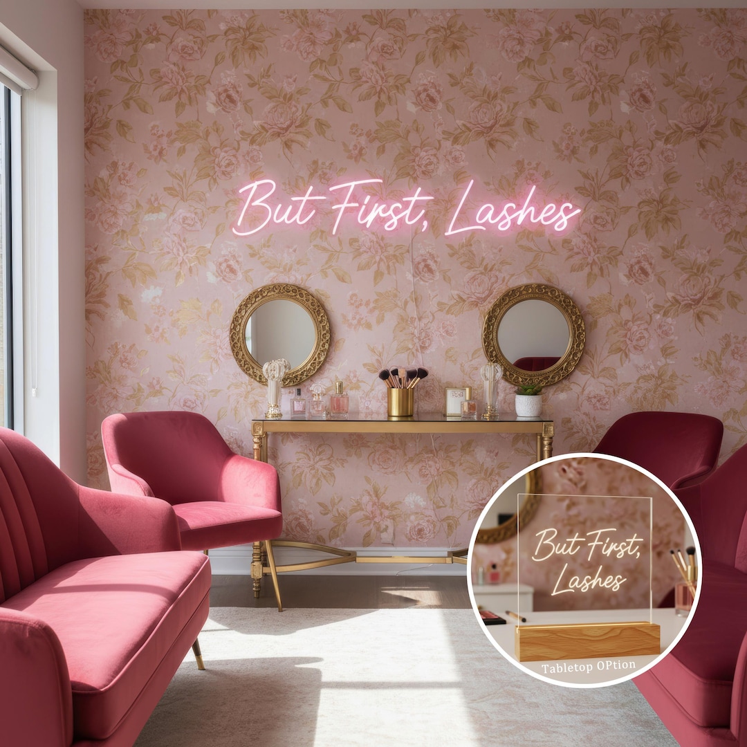But First Lashes Neon Sign, Lash Room Decor, Eyelash Studio Light, Lash ...