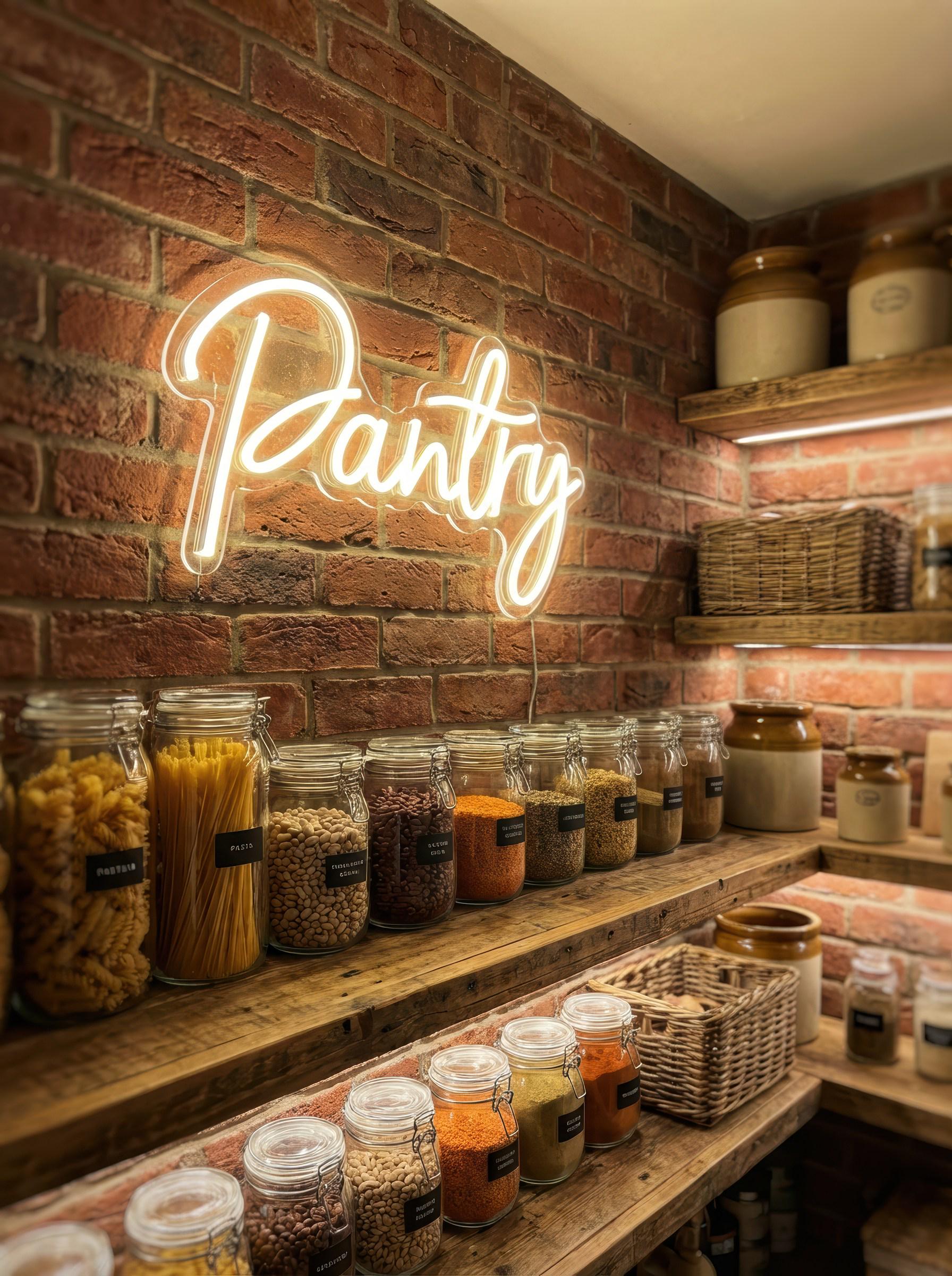 Pantry Neon Sign | Kitchen Organization Decor | Farmhouse Wall Art ...