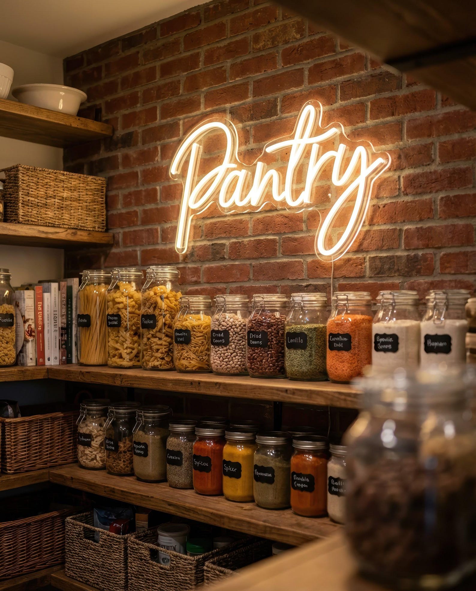 Pantry Neon Sign | Kitchen Organization Decor | Farmhouse Wall Art ...
