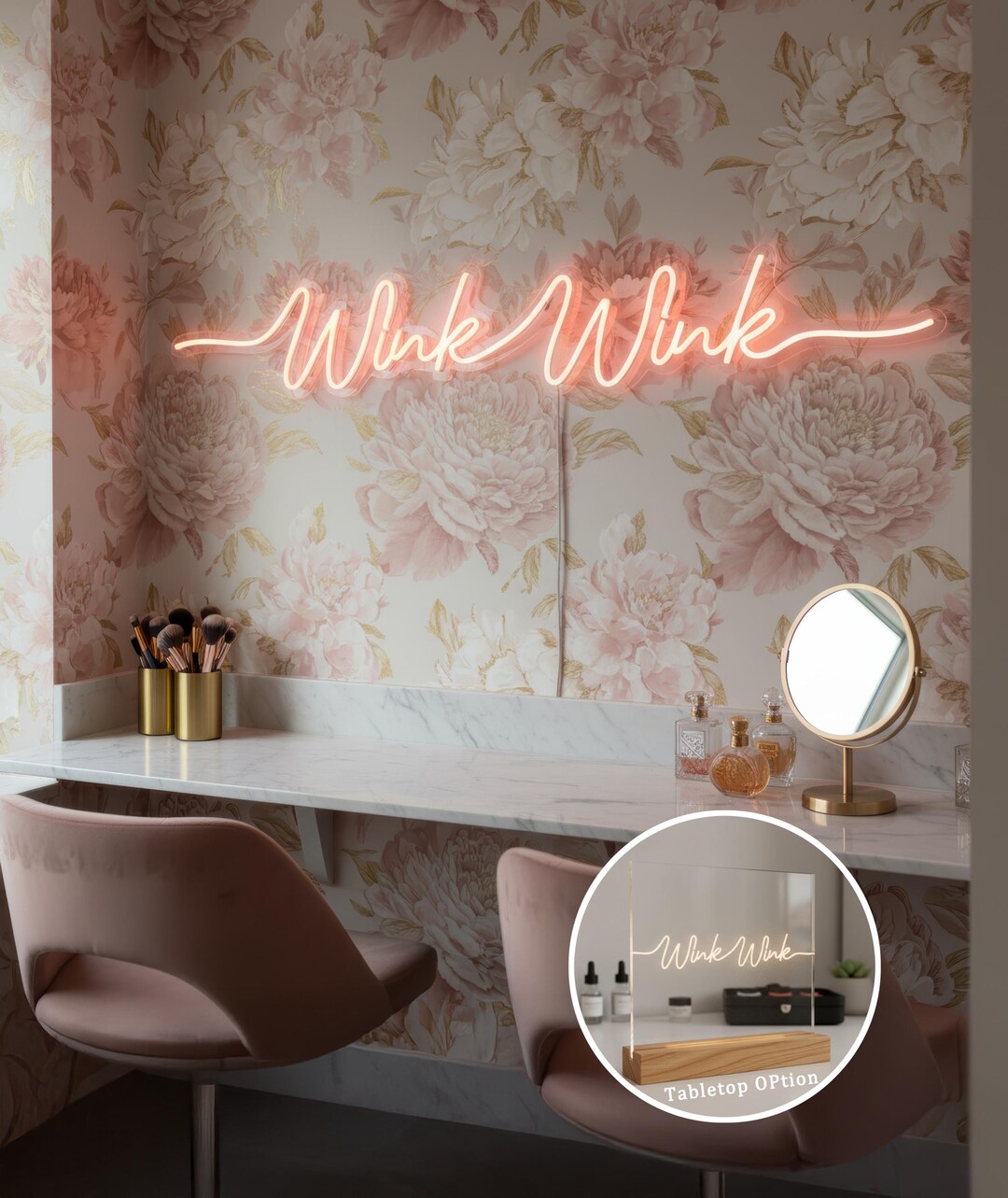 Wink Wink Neon Sign, Flirty Lash Room Decor, Eyelash Studio Light, Cute ...