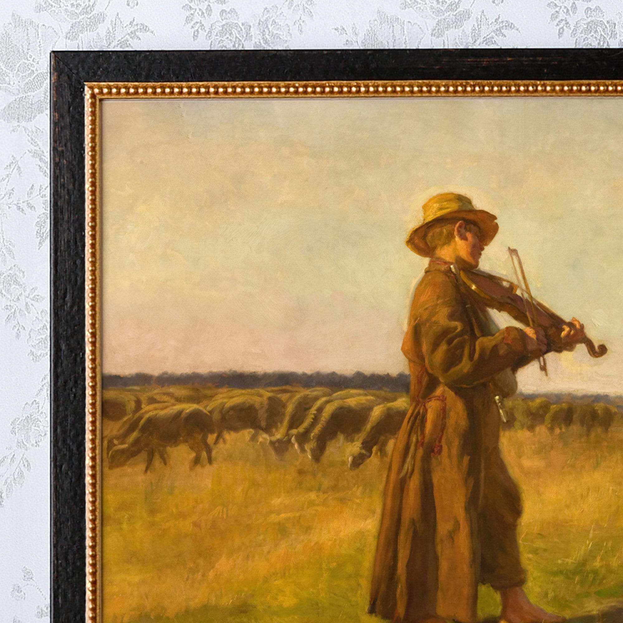 Print Painting of a Shepherd With His Sheep and Dog, Reproduced From an ...