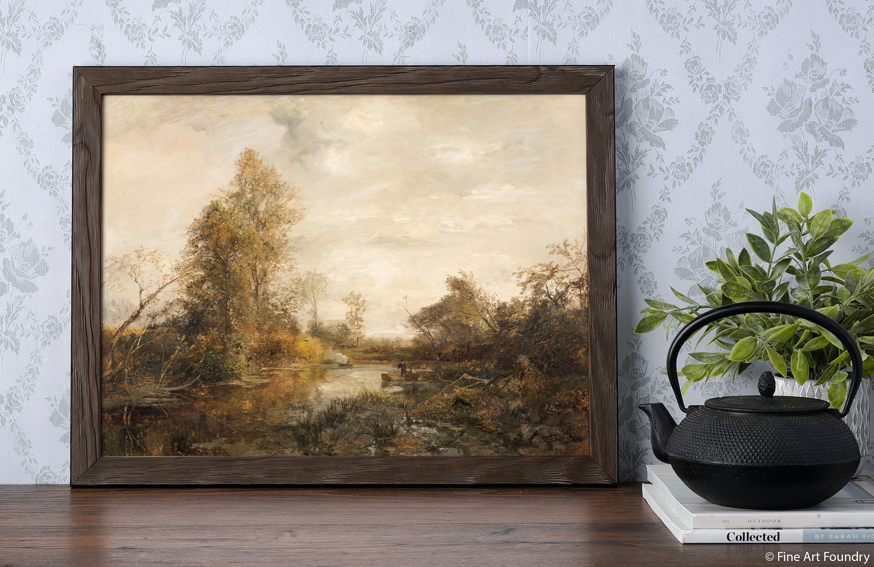 Print | Fall River Landscape Painting, Reproduced From an Original Oil ...