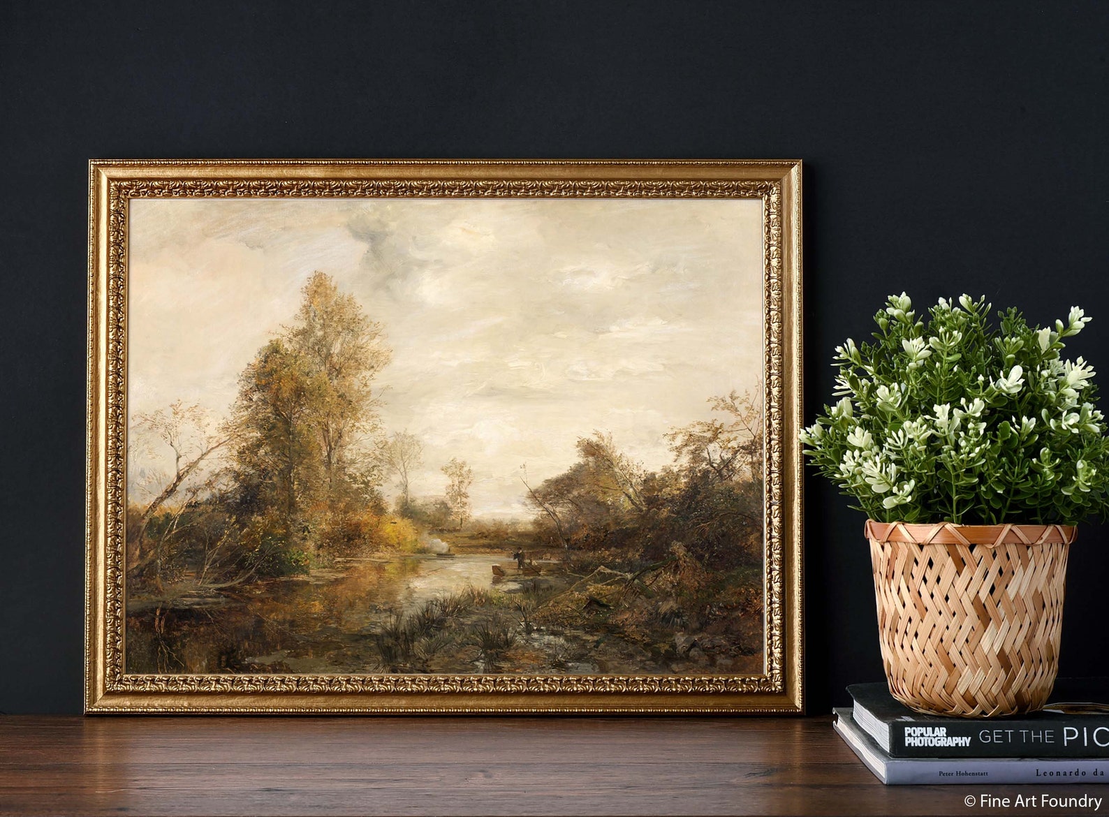 Print | Fall River Landscape Painting, Reproduced From an Original Oil ...