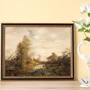 Print | Fall River Landscape Painting, Reproduced From an Original Oil ...