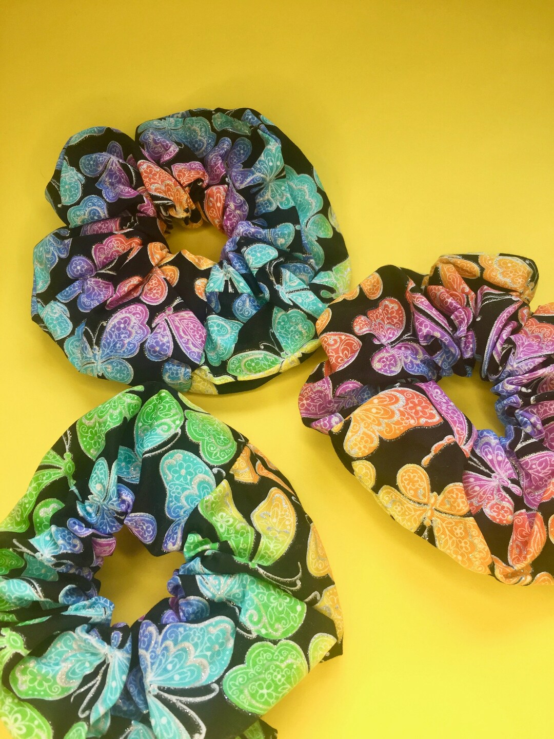 Glitter Rainbow Tattoo Butterfly Scrunchies in OVERSIZED and Regular - Etsy
