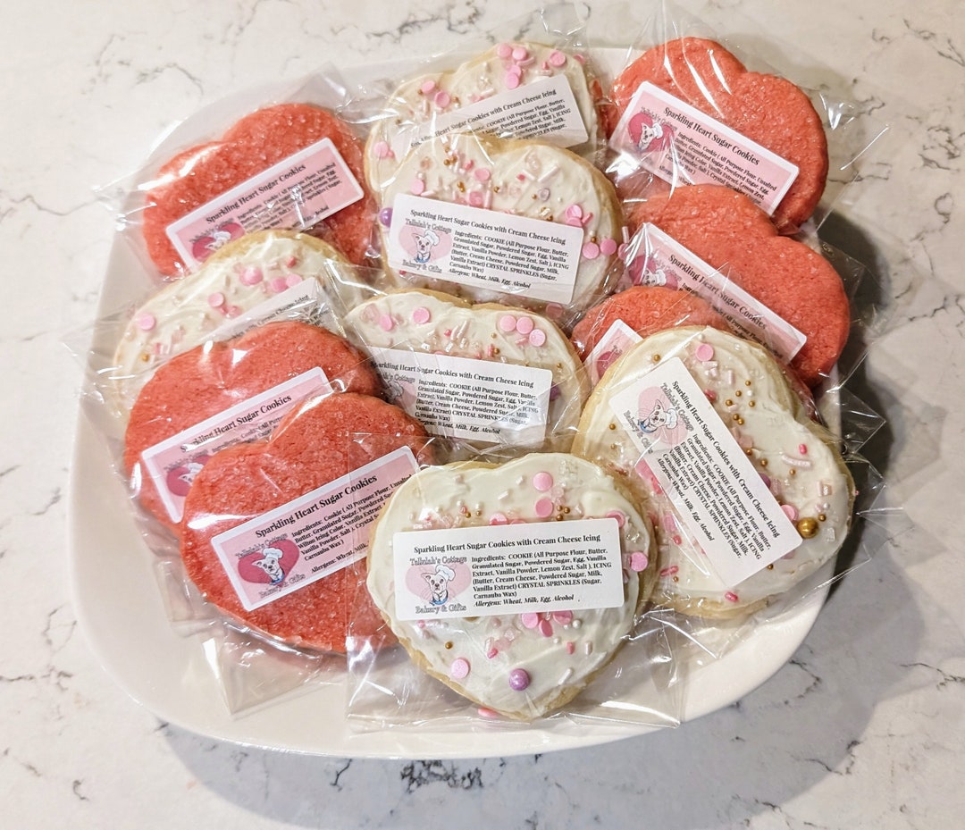 Heart Shaped Sugar Cookies Assortment Box, Pink and White, One Dozen ...