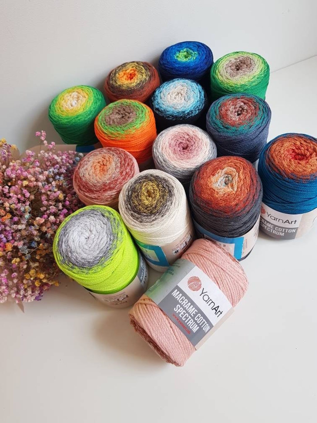 Yarnart Macrame Cotton Spectrum, Multicolor Macrame Yarn, Cotton ...