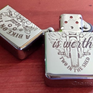 Vintage Bike Motorcycle Rocker Flip Top Lighter FREE ENGRAVE Windproof ...