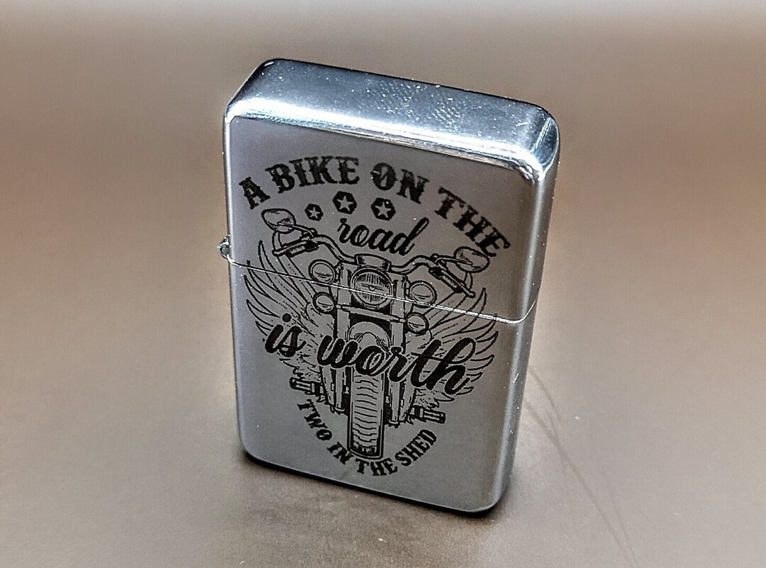Vintage Bike Motorcycle Rocker Flip Top Lighter FREE ENGRAVE Windproof ...