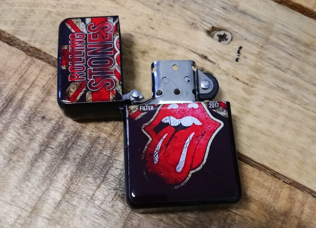 Vintage Flip Top ROLLING Stones Lighter Handicraft Windproof FREE ...