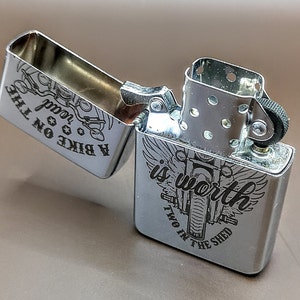 Vintage Bike Motorcycle Rocker Flip Top Lighter FREE ENGRAVE Windproof ...