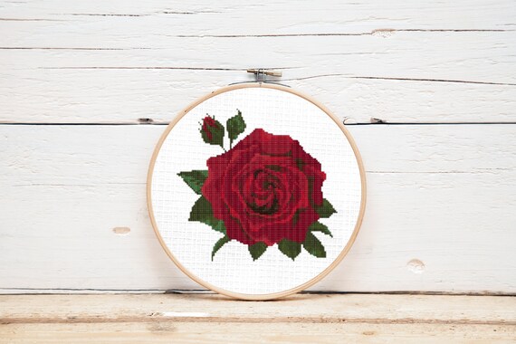 Redrose Cross Stitch Pattern Rose Cross Stitch Rose | Etsy