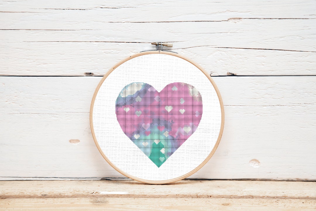Heart Cross Stitch, Heart Cross Stitch Pattern, Xstitch Pattern, Modern ...