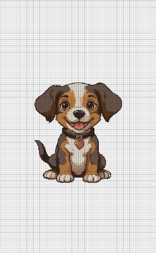 Cute Dog Cross Stitch Pattern, Puppy Cross Stitch, Puppy Pattern, Cute ...