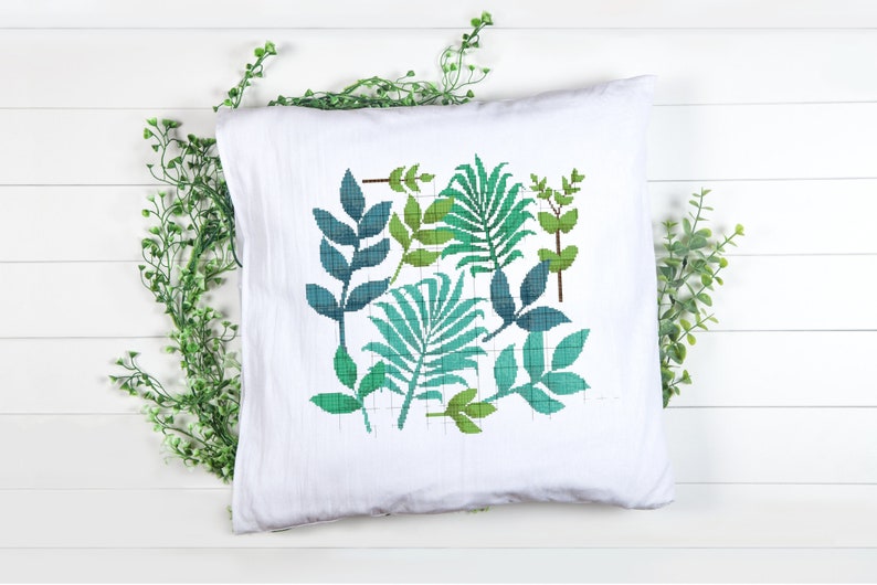 Leaves Cross Stitch Pattern, Plants Cross Stitch, Cross Stitch Pattern ...