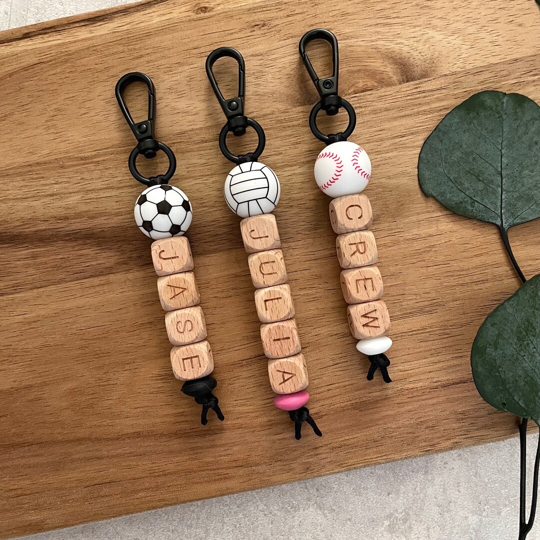 Keychains | Custom Name | Silicone Beaded | Personalized | Soccer ...