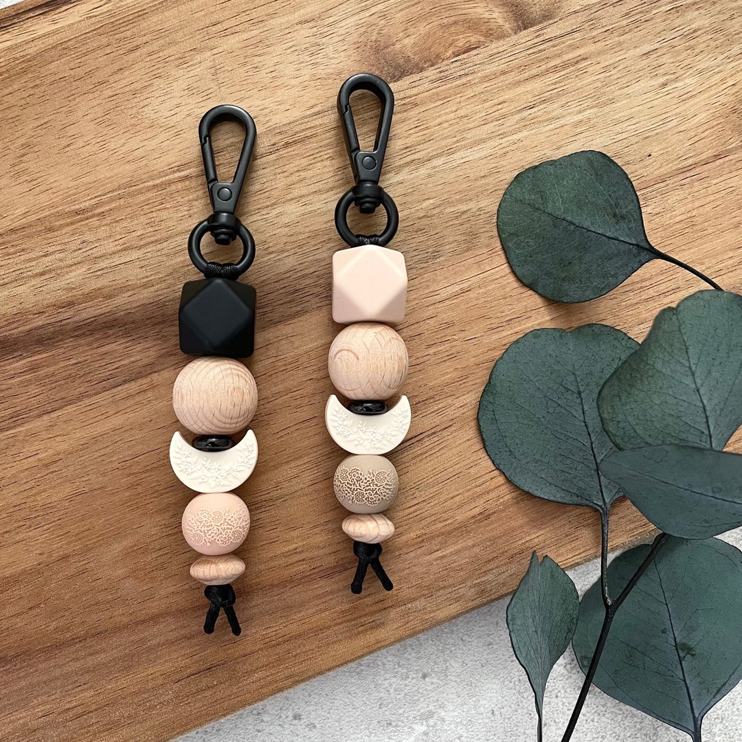 Keychains Silicone Beaded Moon Love You to the Moon and Back Wood ...