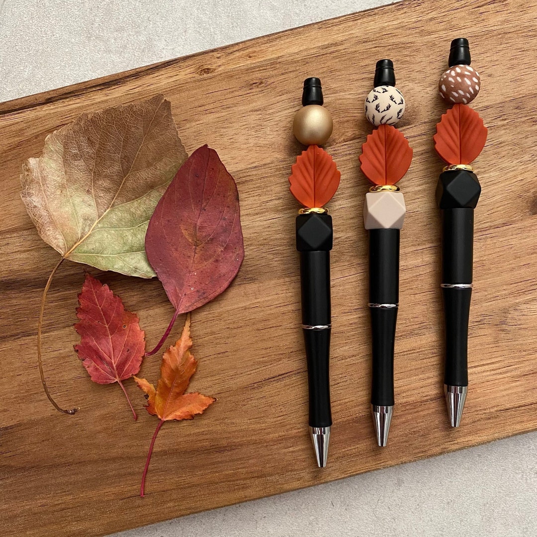 Pens Beadable Pens Silicone Beaded Leaf Autumn Fall Floral Antlers Fawn ...