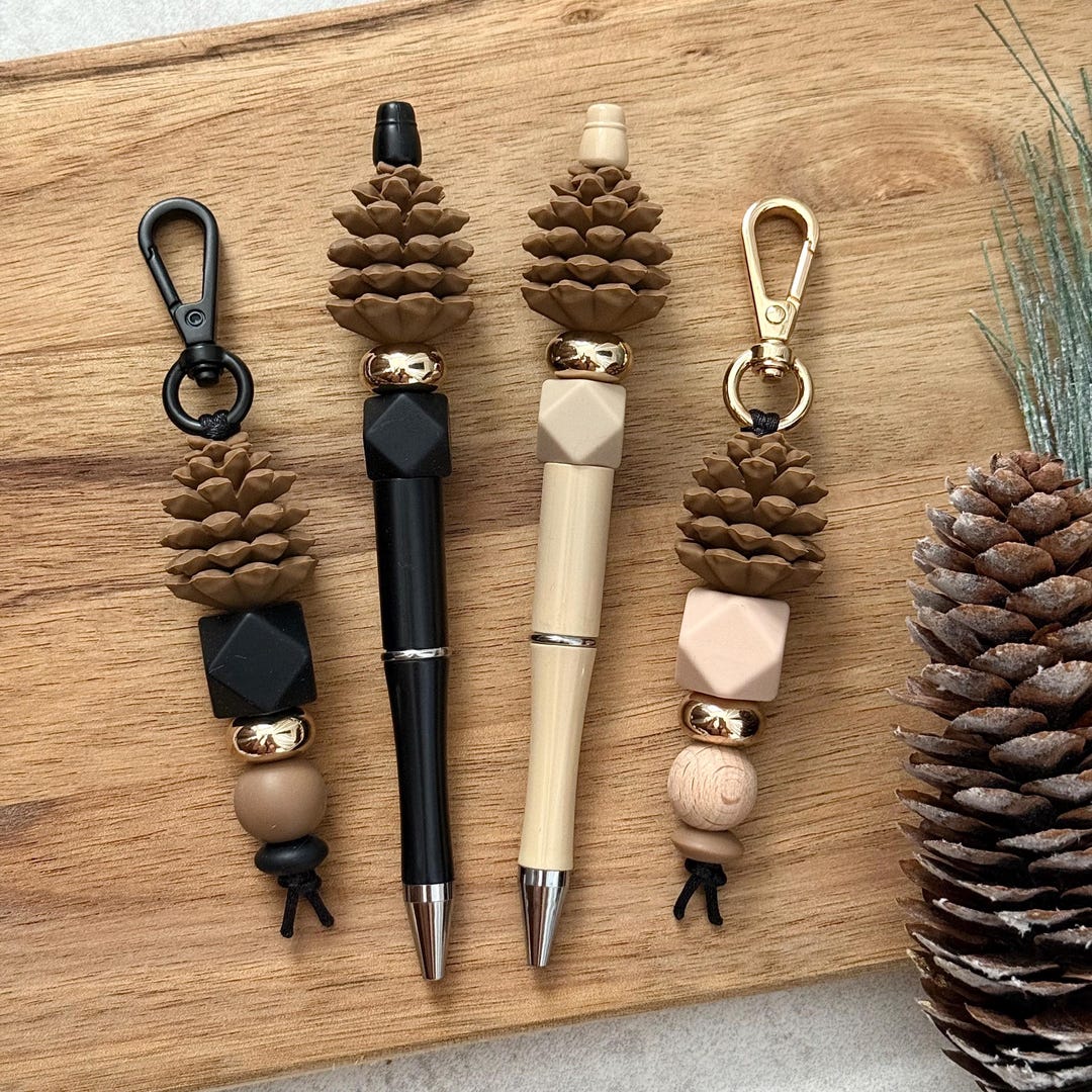 Keychains | Beaded Pen | Silicone Beaded | Pine Cone | Tree | Christmas ...