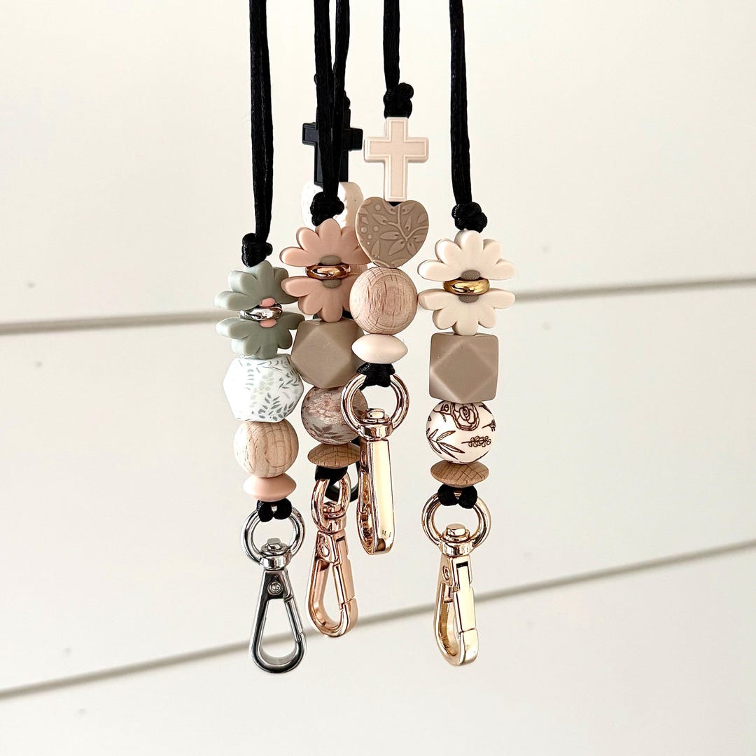 Lanyard | Beaded Lanyard | Daisy | Cross | Faith | Neutral | Breakaway ...