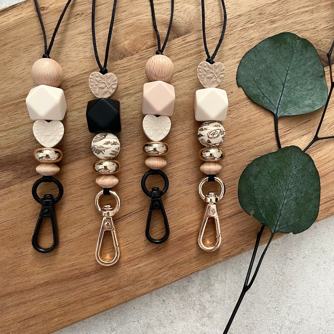 Lanyard Beaded Lanyard Daisy Neutral Breakaway Lanyard Teacher Gifts ...